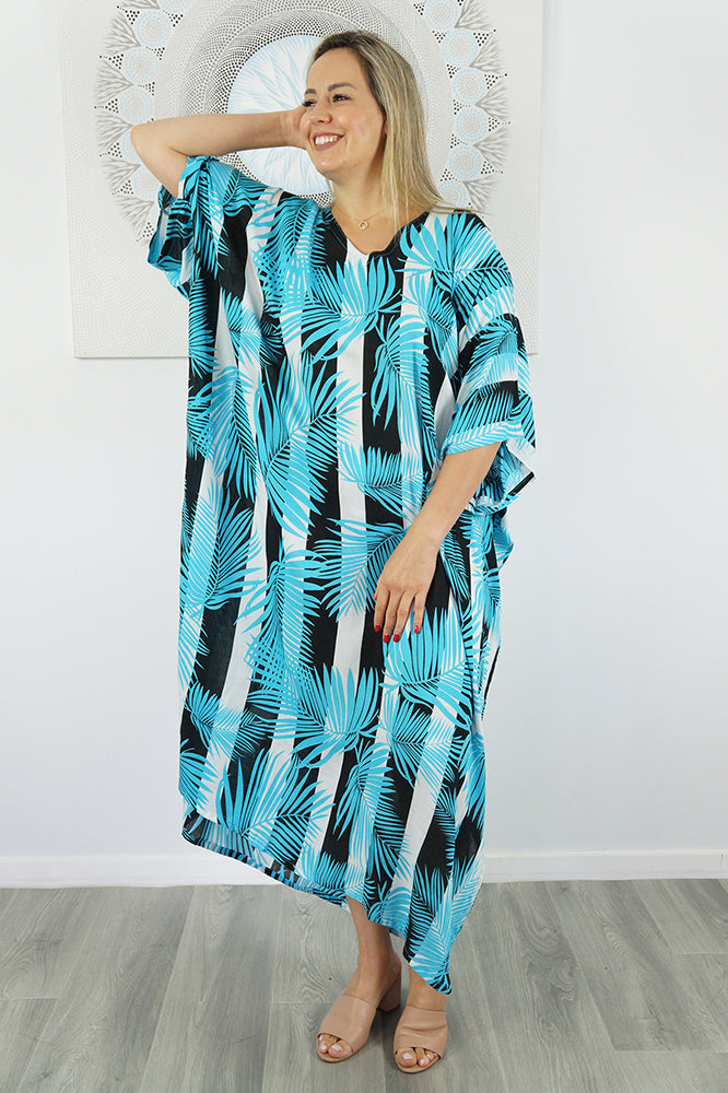 Long Kaftan "Leaf-Stripe" – sundrenchedclothing