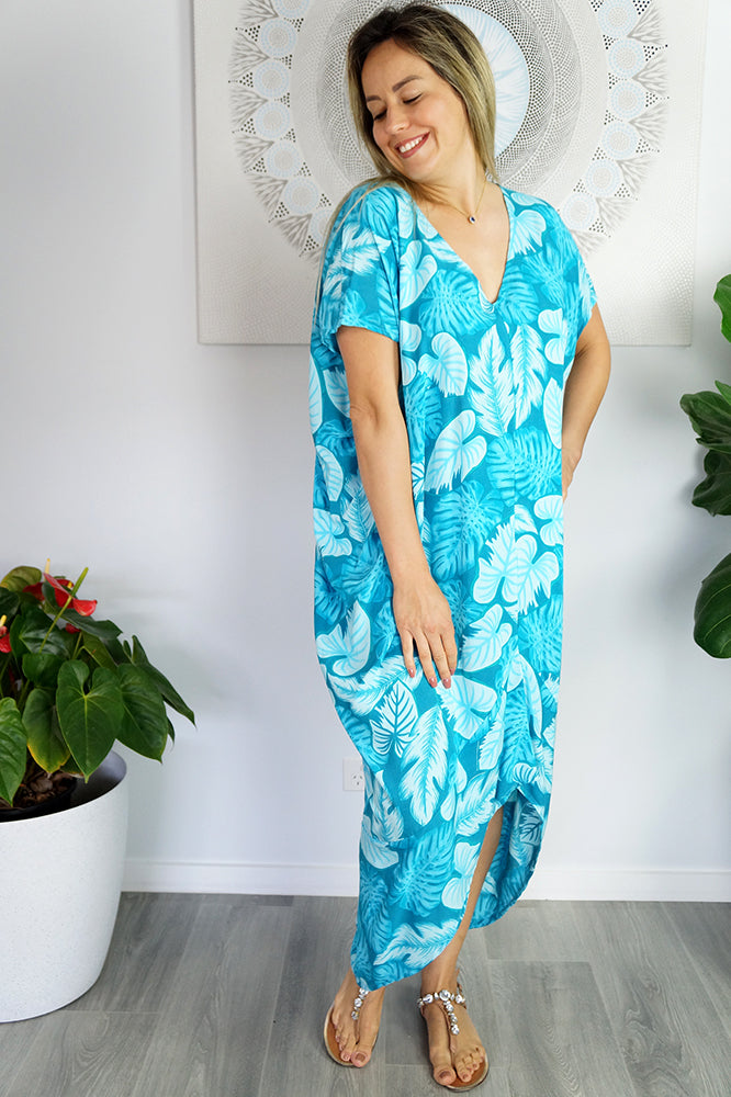 Frilled Toga Dress "Leaves" – sundrenchedclothing